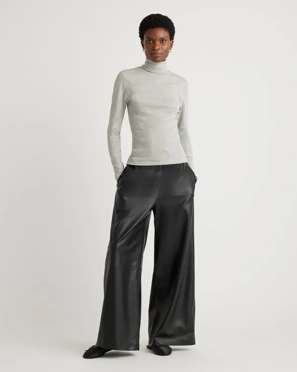 Quince Micro-rib Turtleneck Sweater - Heather Grey