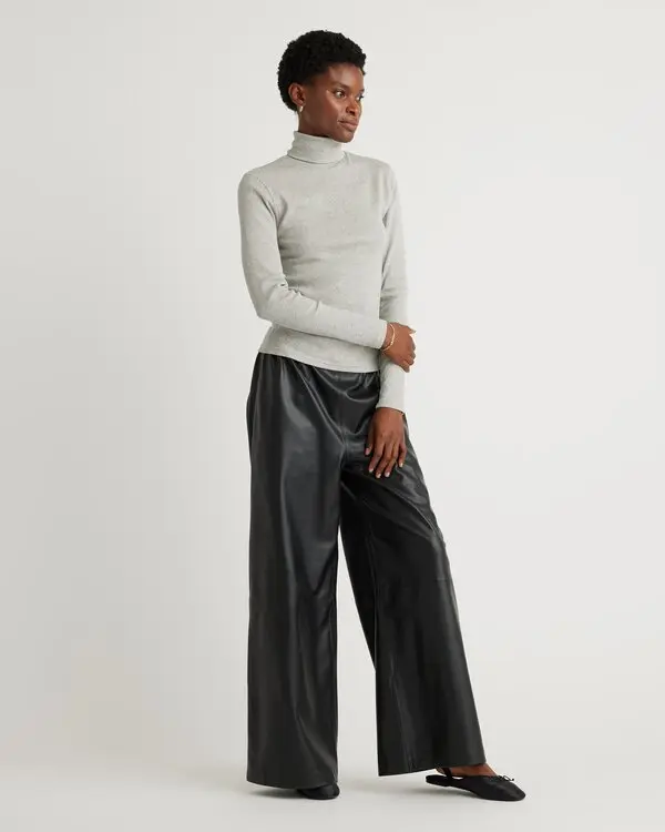 Quince Micro-rib Turtleneck Sweater - Heather Grey
