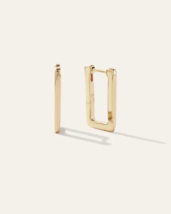Quince Rectangle Block Hoop Earrings - Gold Vermeil