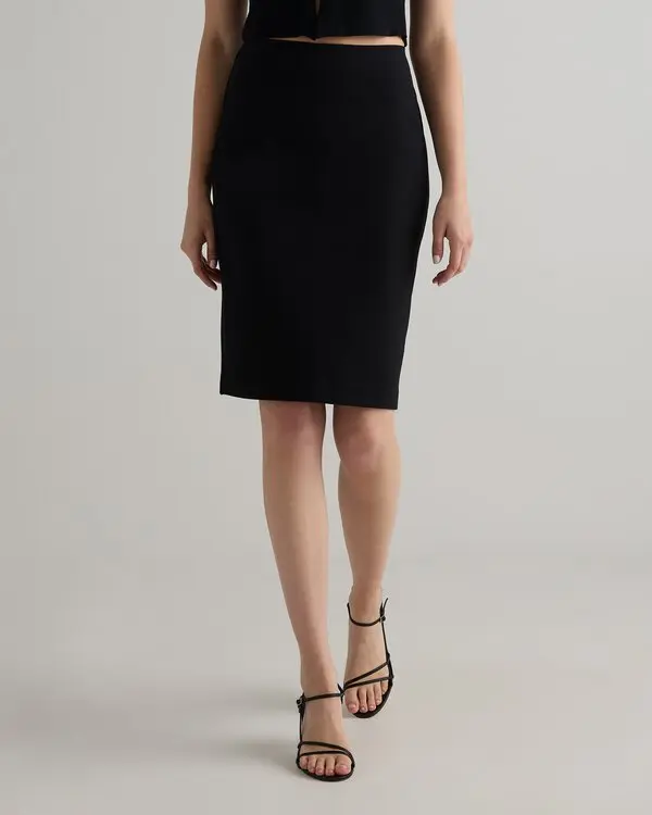 Quince Ultra-stretch Ponte Pencil Skirt - Black