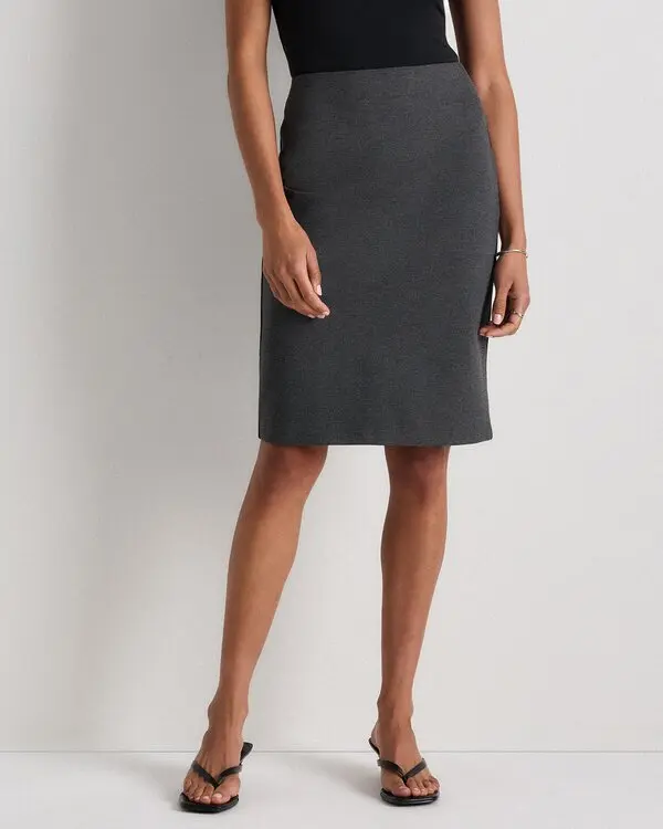 Quince Ultra-stretch Ponte Pencil Skirt - Charcoal