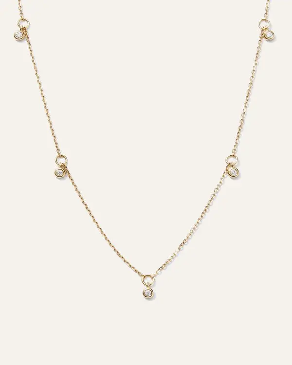 Quince 14k Gold Diamond Dangle Bezel Station Necklace - Yellow Gold