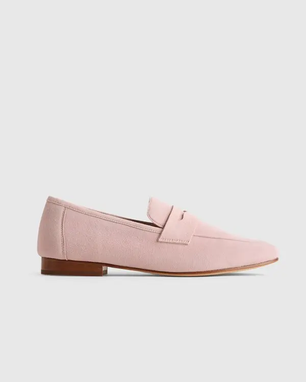 Quince Italian Suede Penny Loafer - Shell Pink