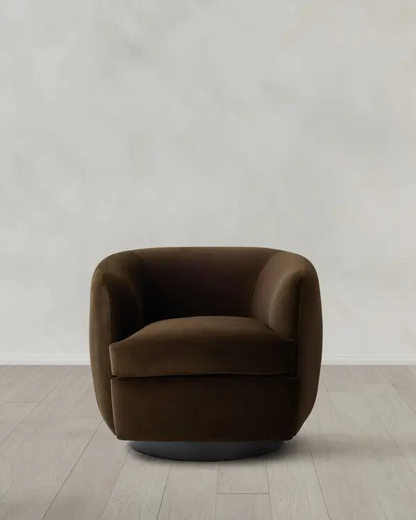 Quince Performance Velvet Swivel Chair - Performance Velvet Java