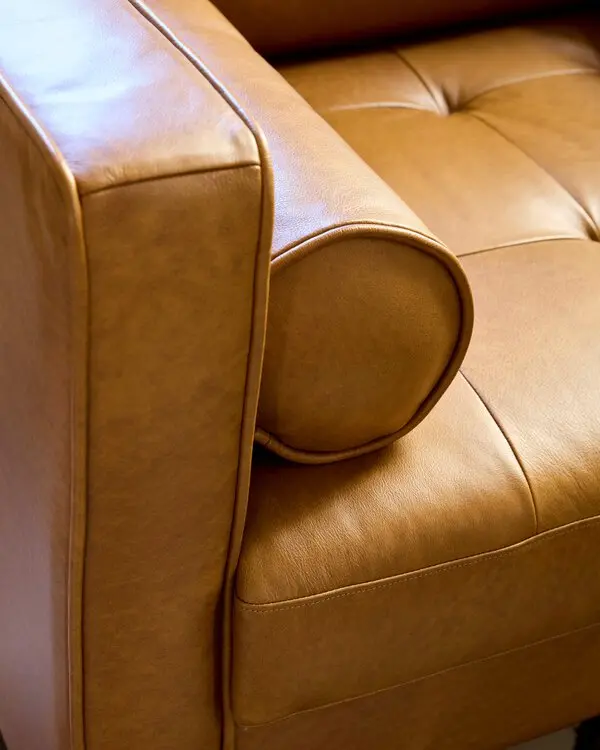 Quince Italian Leather Midcentury Accent Chair