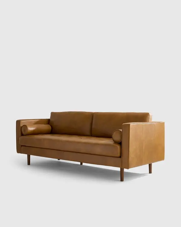 Quince Italian Leather Midcentury Sofa