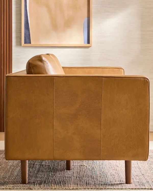 Quince Italian Leather Midcentury Sofa
