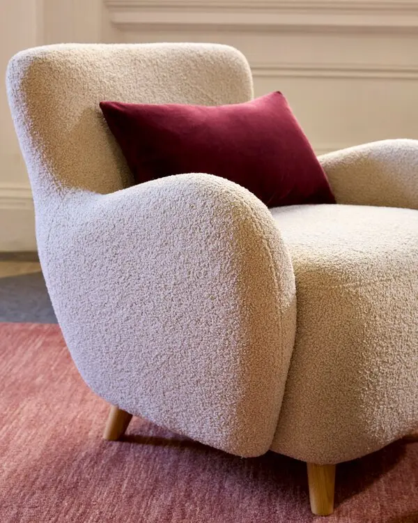Quince Teddy Boucle Petite Wingback Accent Chair