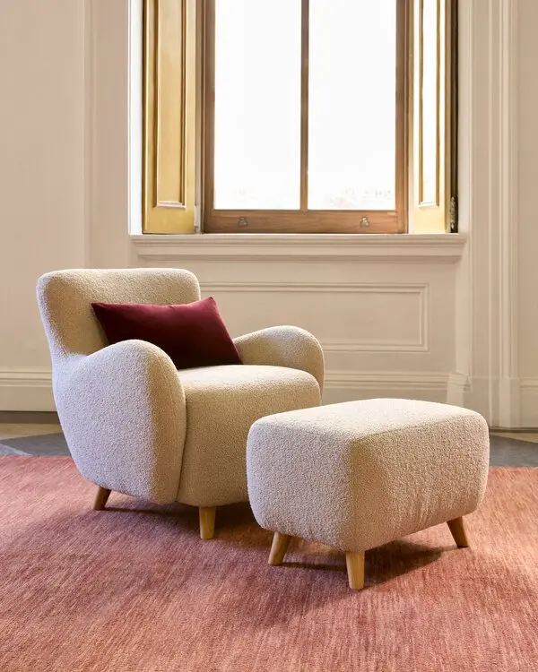 Quince Teddy Boucle Petite Wingback Accent Chair