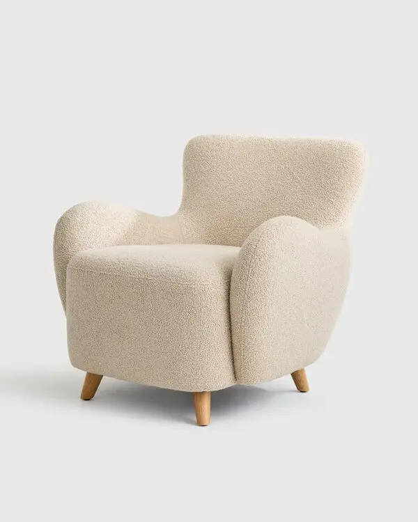 Quince Teddy Boucle Petite Wingback Accent Chair