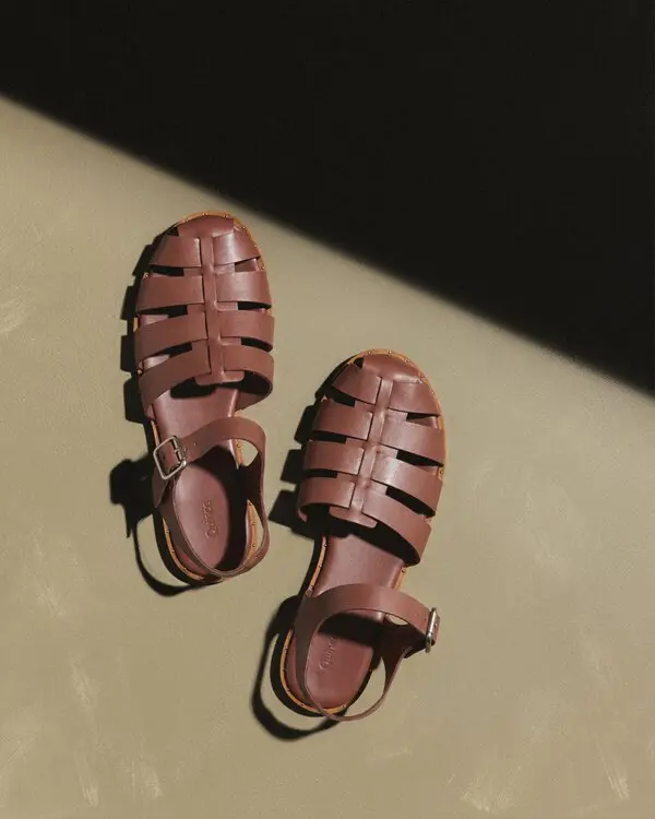 Quince Italian Leather Fisherman Sandal - Brandy