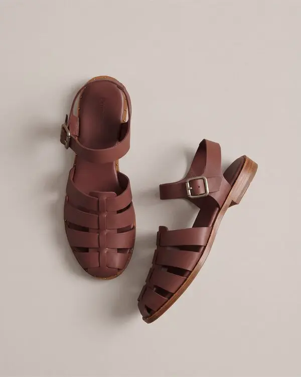 Quince Italian Leather Fisherman Sandal - Brandy