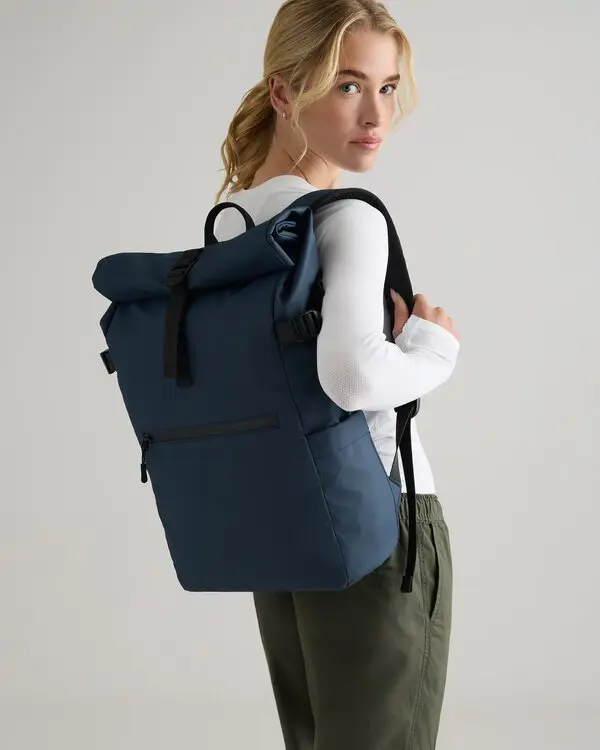Quince Weatherproof Roll-top Backpack - Navy