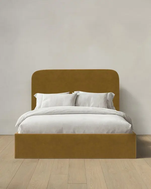 Quince Curved Bed In Performance Velvet - Butterscotch