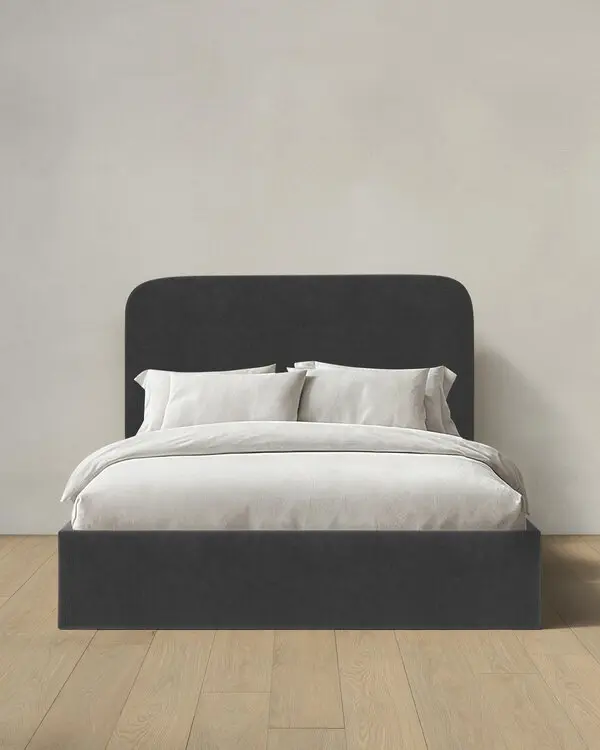 Quince Curved Bed In Performance Velvet - Graphite