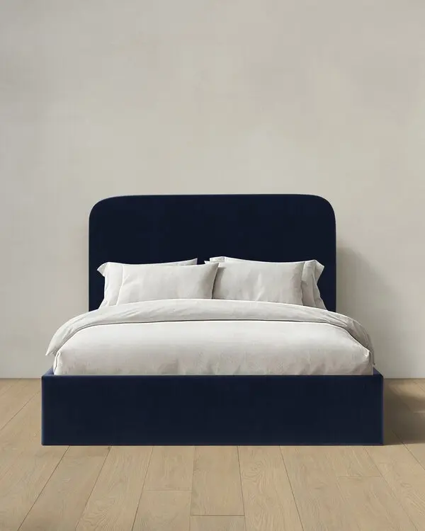 Quince Curved Bed In Performance Velvet - Ocean