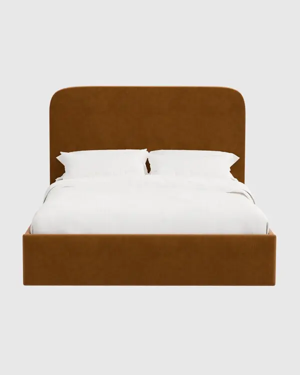 Quince Curved Bed In Performance Velvet - Walnut