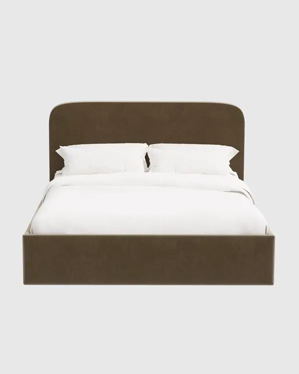 Quince Curved Bed In Performance Velvet - Walnut
