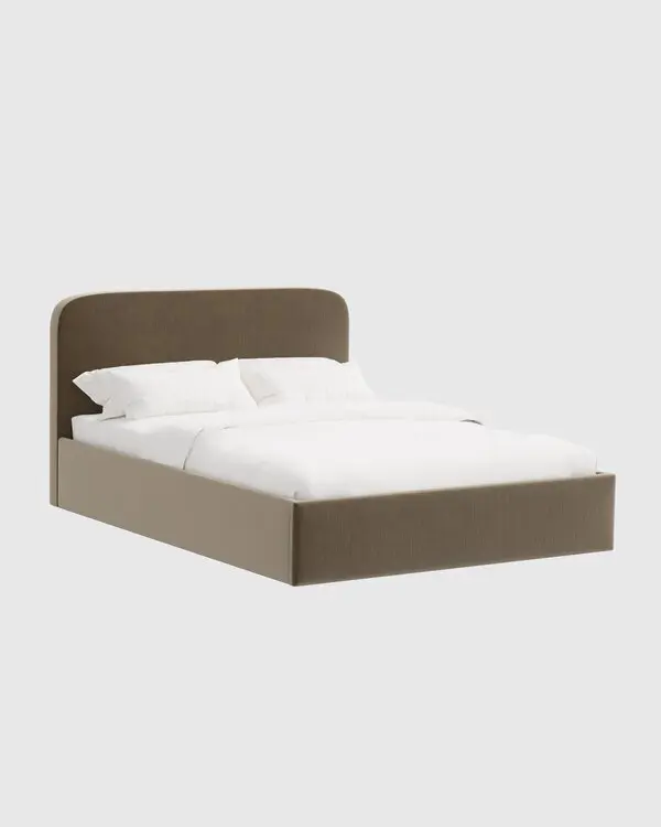 Quince Curved Bed In Performance Velvet - Walnut