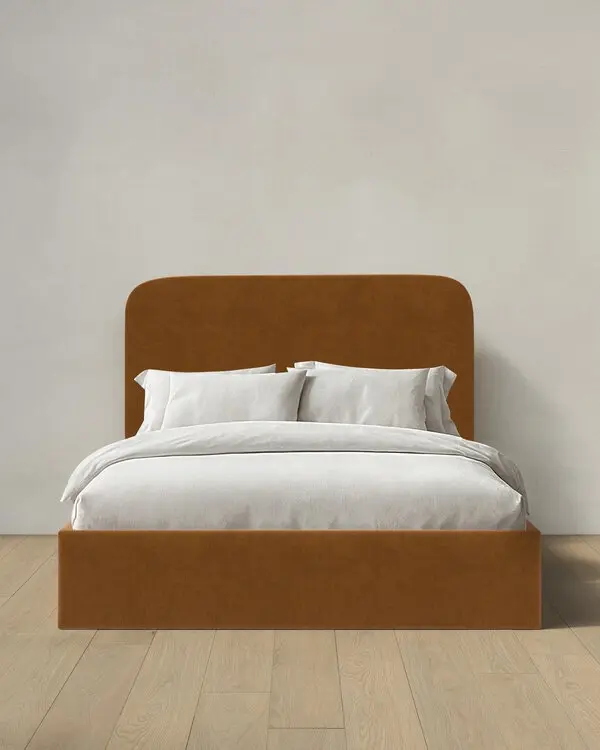 Quince Curved Bed In Performance Velvet - Walnut