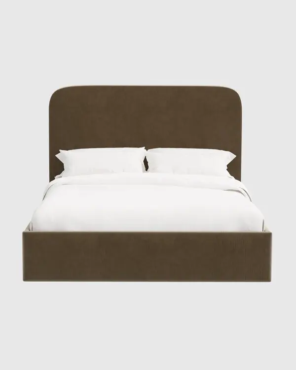 Quince Curved Bed In Performance Velvet - Walnut