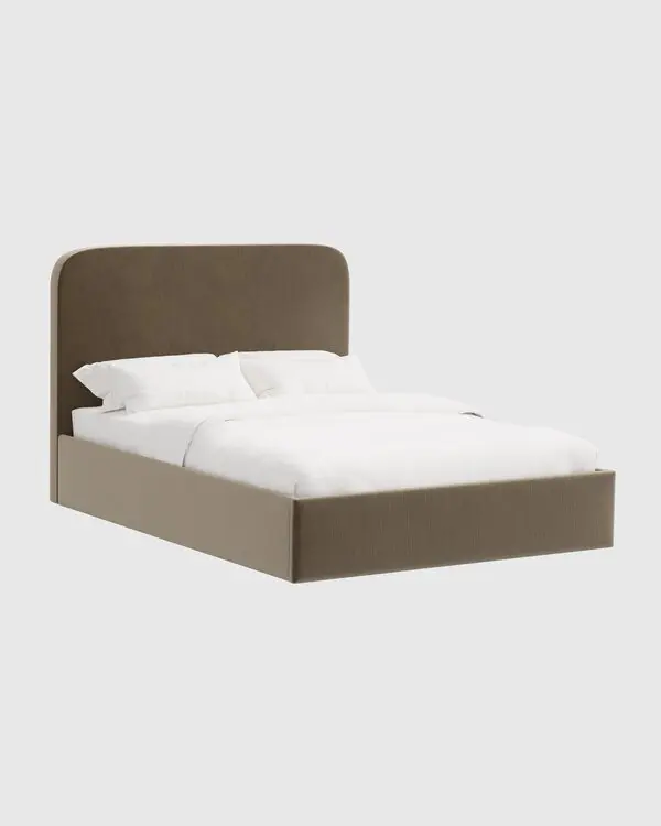Quince Curved Bed In Performance Velvet - Walnut