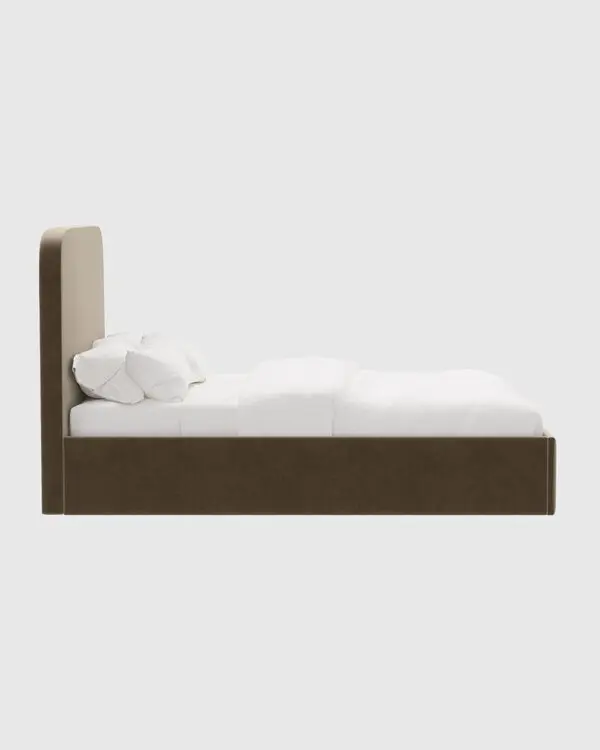 Quince Curved Bed In Performance Velvet - Walnut