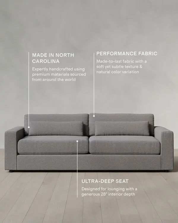 Quince Ashford Deep Seat Performance Basketweave Sofa - Ash