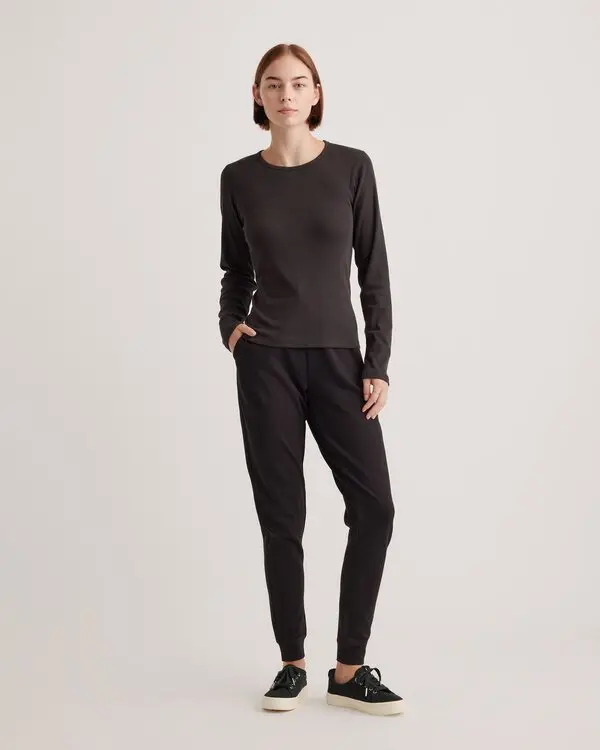 Quince Micro-rib Long Sleeve T-shirt - Black
