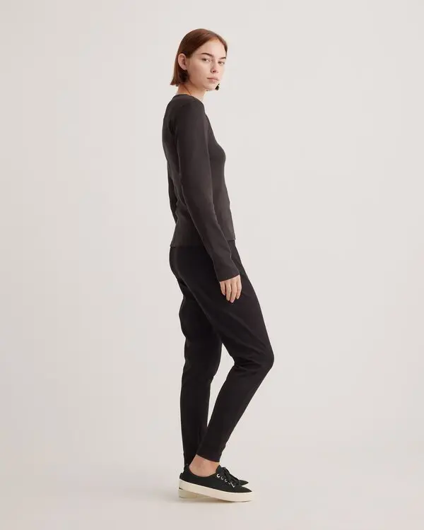 Quince Micro-rib Long Sleeve T-shirt - Black