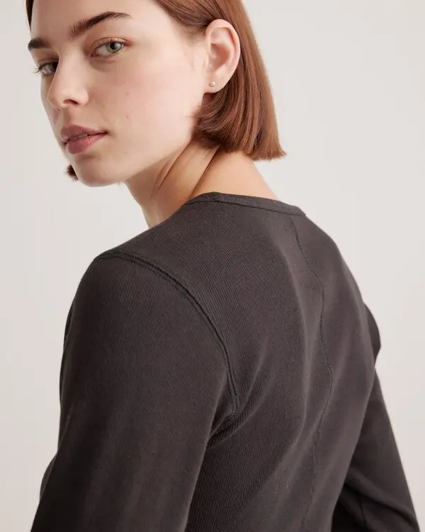 Quince Micro-rib Long Sleeve T-shirt - Black