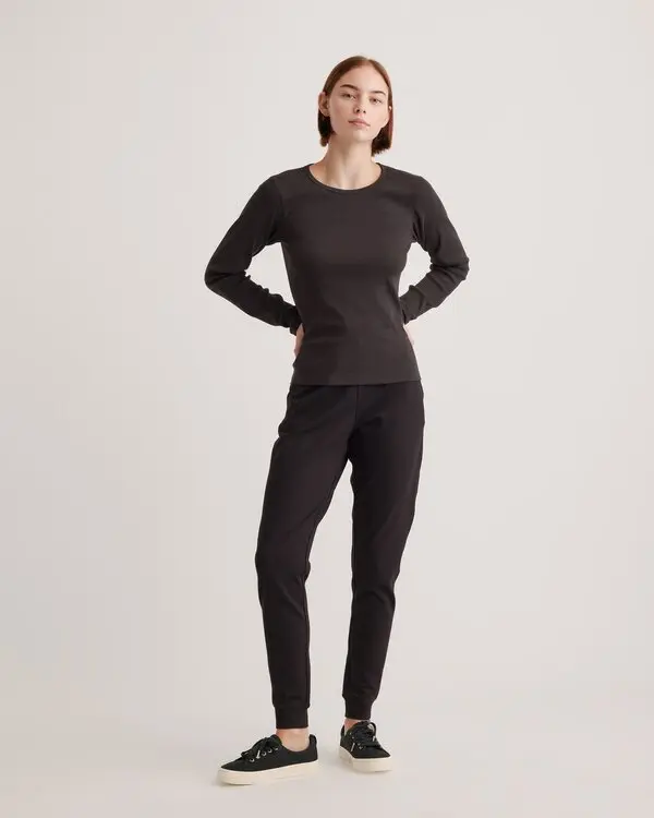 Quince Micro-rib Long Sleeve T-shirt - Black