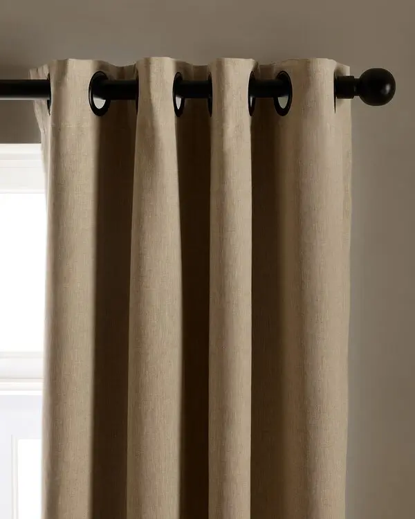 Quince European Linen Grommet True Blackout Curtain Single Panel - Flax