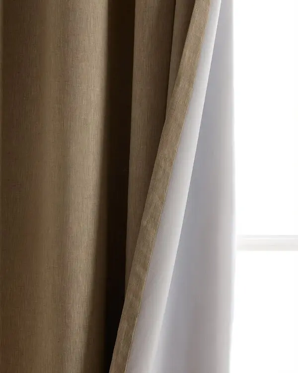 Quince European Linen Grommet True Blackout Curtain Single Panel - Flax