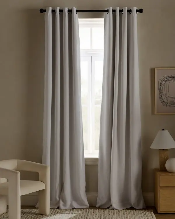 Quince European Linen Grommet True Blackout Curtain - White
