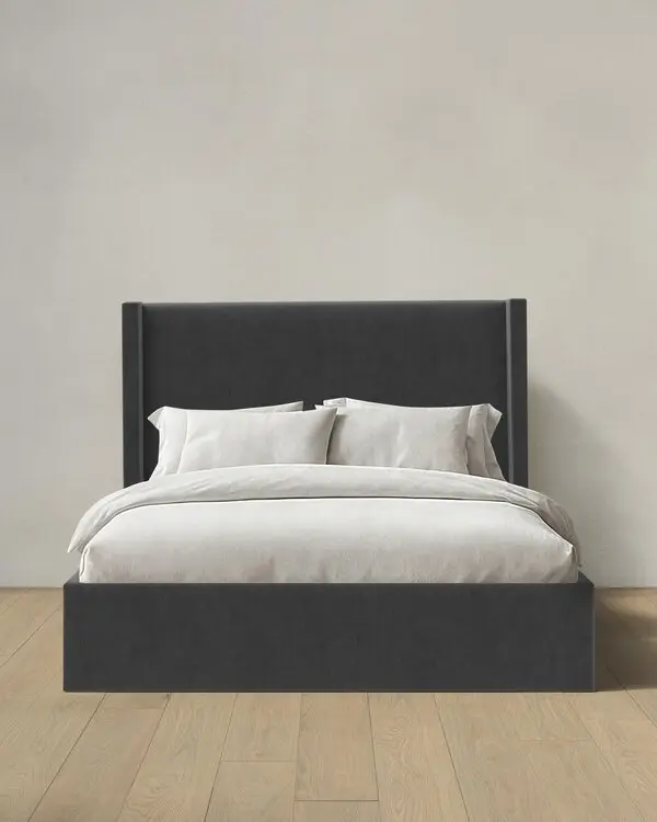 Quince Wingback Bed In Performance Velvet - Graphite