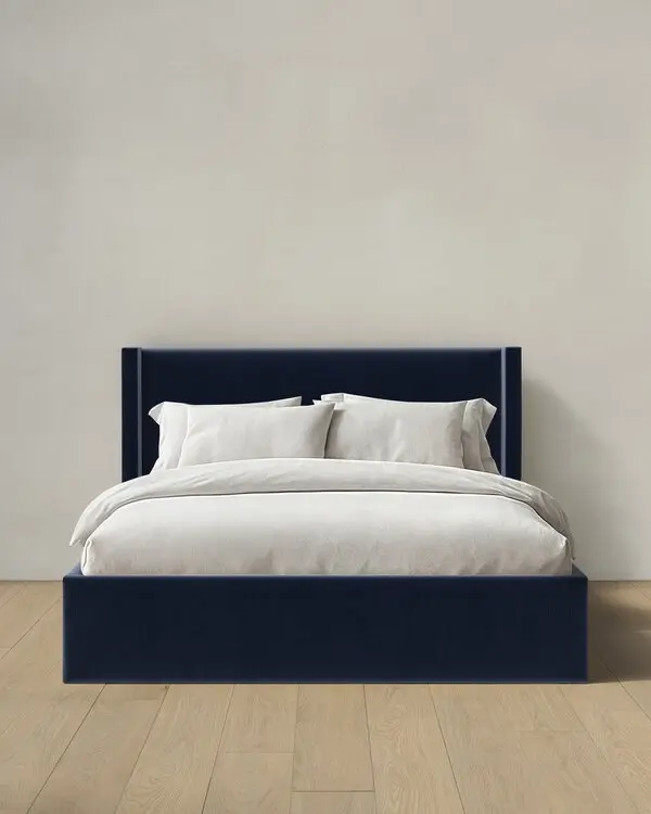 Quince Wingback Bed In Performance Velvet - Ocean
