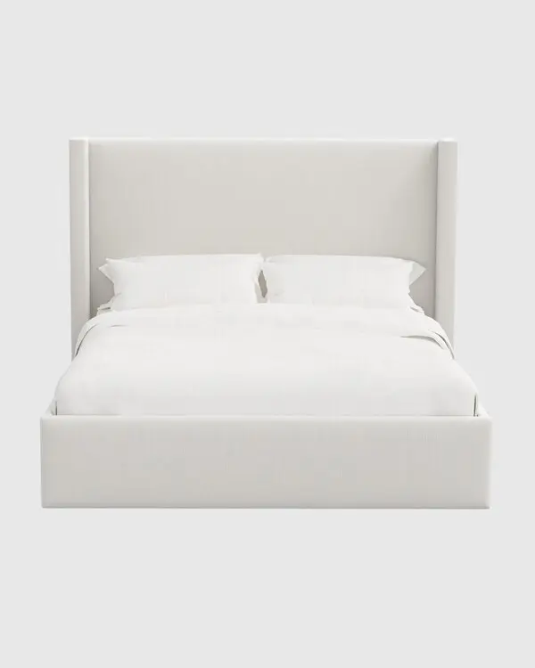 Quince Wingback Bed In Performance Velvet - Snow