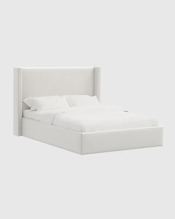 Quince Wingback Bed In Performance Velvet - Snow