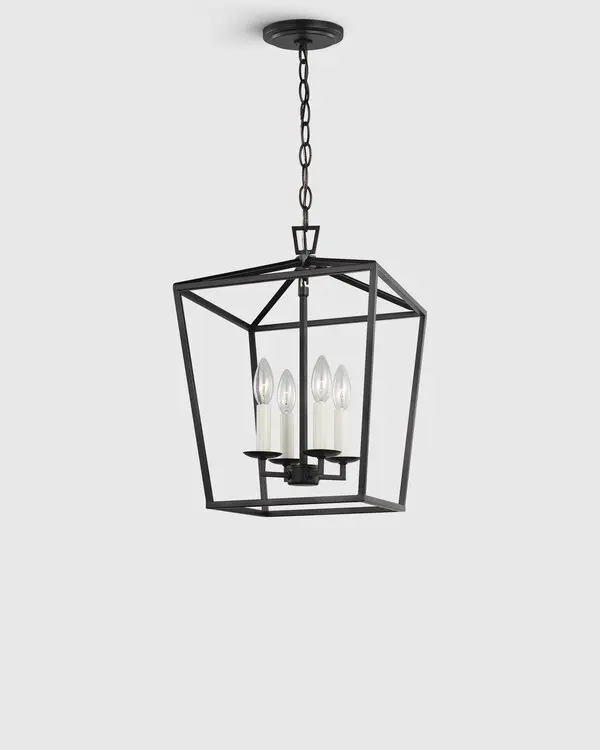 Quince Traditional Steel Lantern Pendant - Black