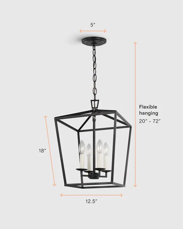 Quince Traditional Steel Lantern Pendant - Black