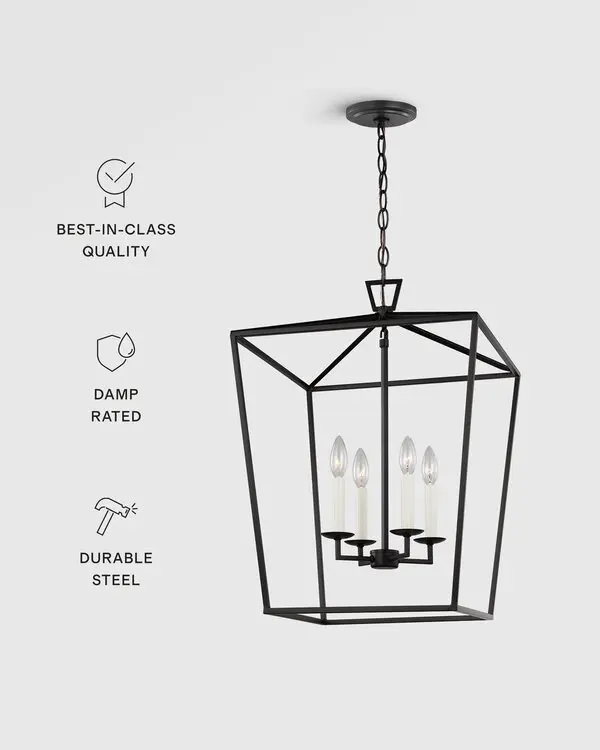Quince Traditional Steel Lantern Pendant - Black