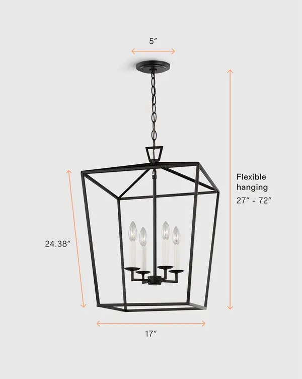 Quince Traditional Steel Lantern Pendant - Black