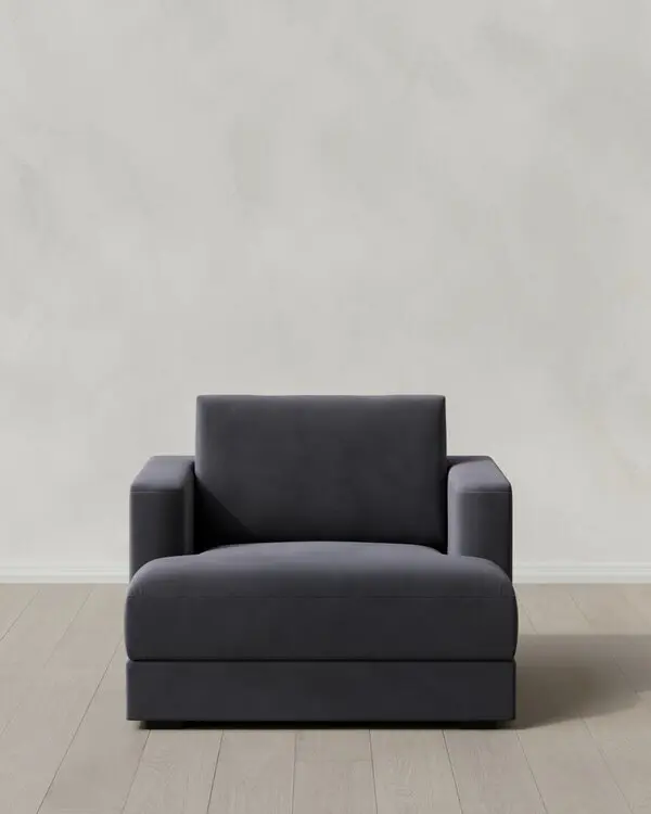 Quince Sierra Curved Arm Accent Chair In Performance Velvet - Gunmetal