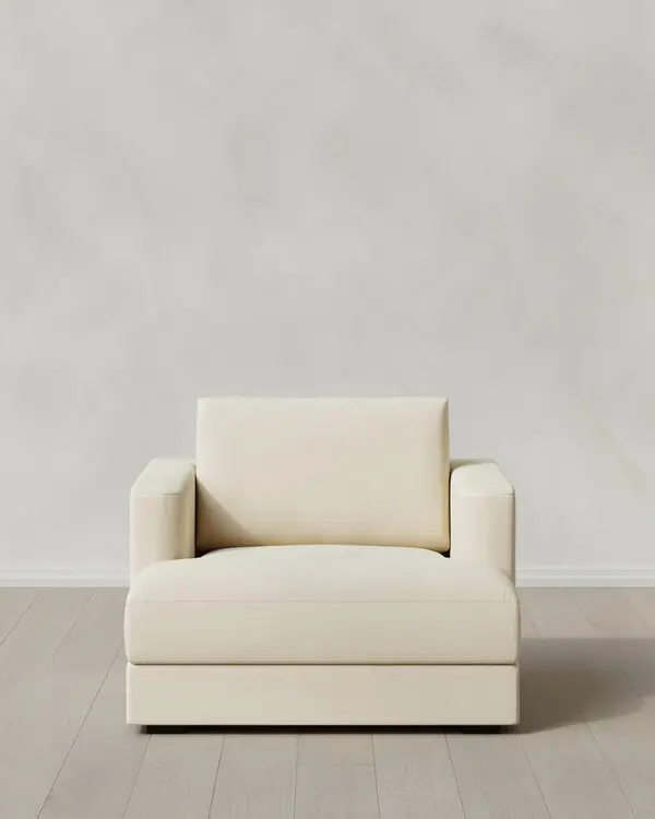 Quince Sierra Curved Arm Accent Chair In Performance Velvet - Ivory