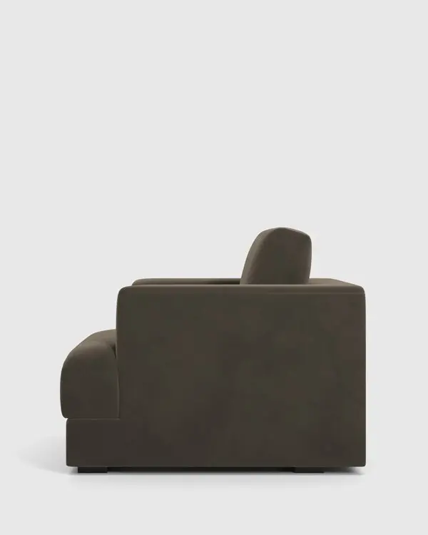 Quince Sierra Curved Arm Accent Chair In Performance Velvet - Java