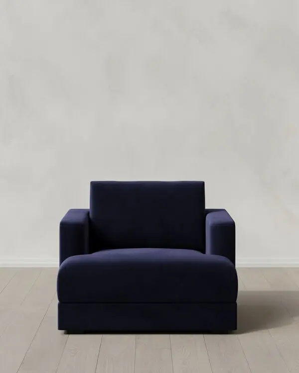 Quince Sierra Curved Arm Accent Chair In Performance Velvet - Midnight