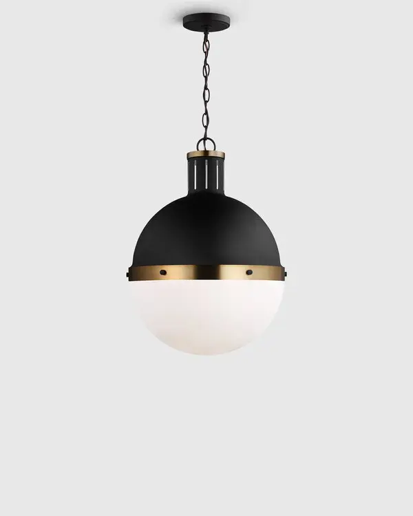 Quince Industrial Shaded Globe Pendant - Black