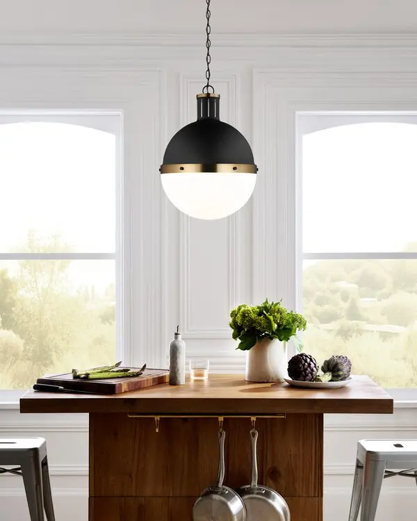 Quince Industrial Shaded Globe Pendant - Black