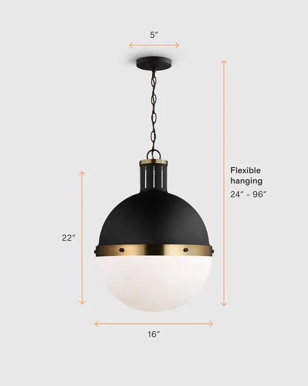 Quince Industrial Shaded Globe Pendant - Black